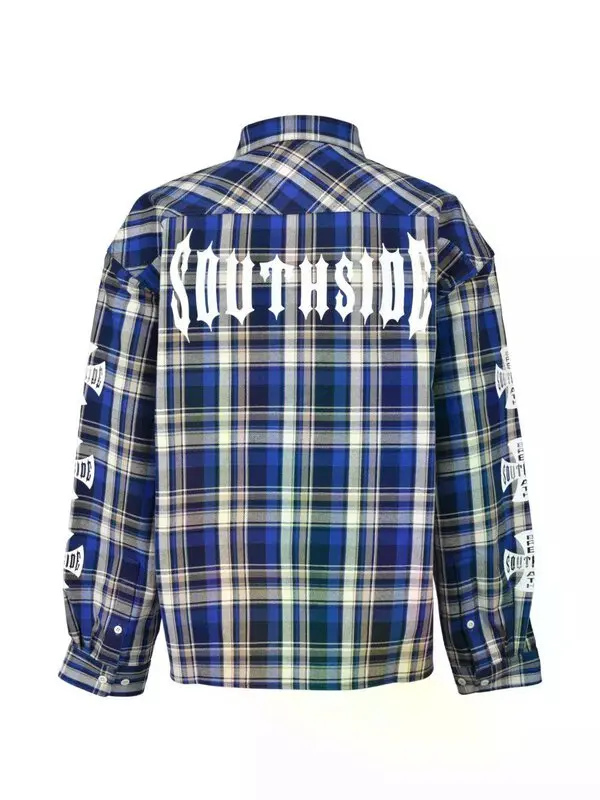 BREATH Check-print Logo-print Shirt - Blue