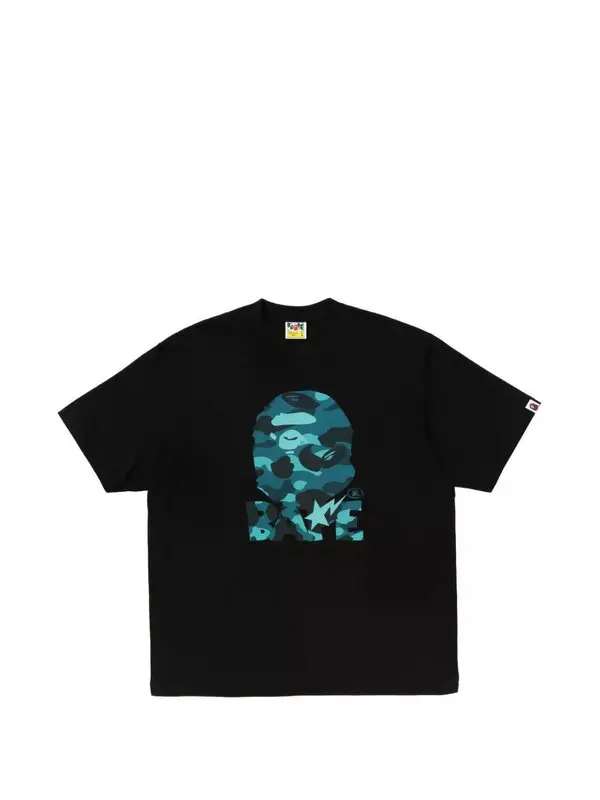 A BATHING APE Camo-print Logo-print T-shirt - Black