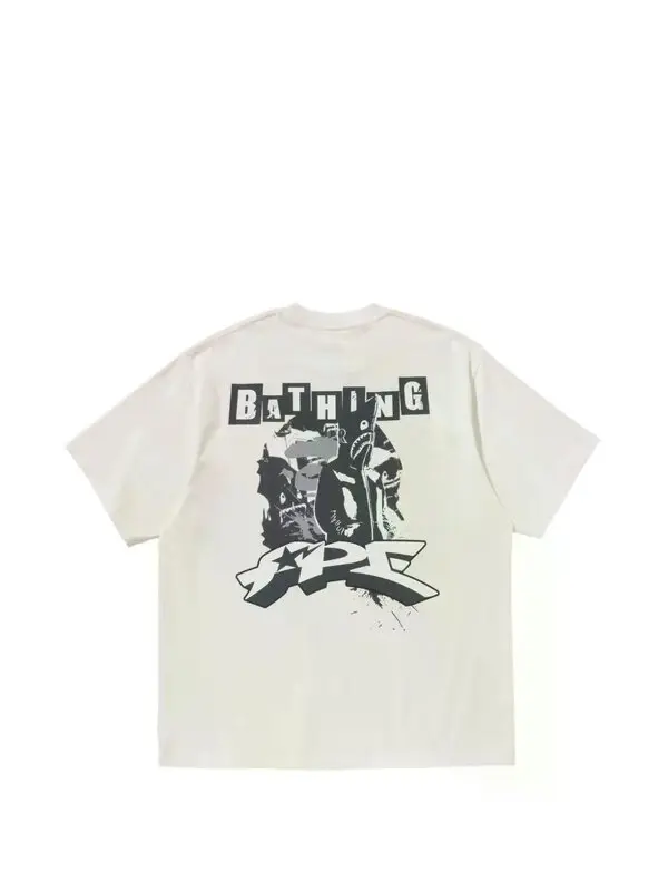 A BATHING APE Graphic-print Cotton T-shirt - Neutrals