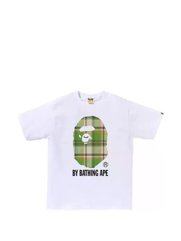A BATHING APE Ape Head Check-print T-shirt - White