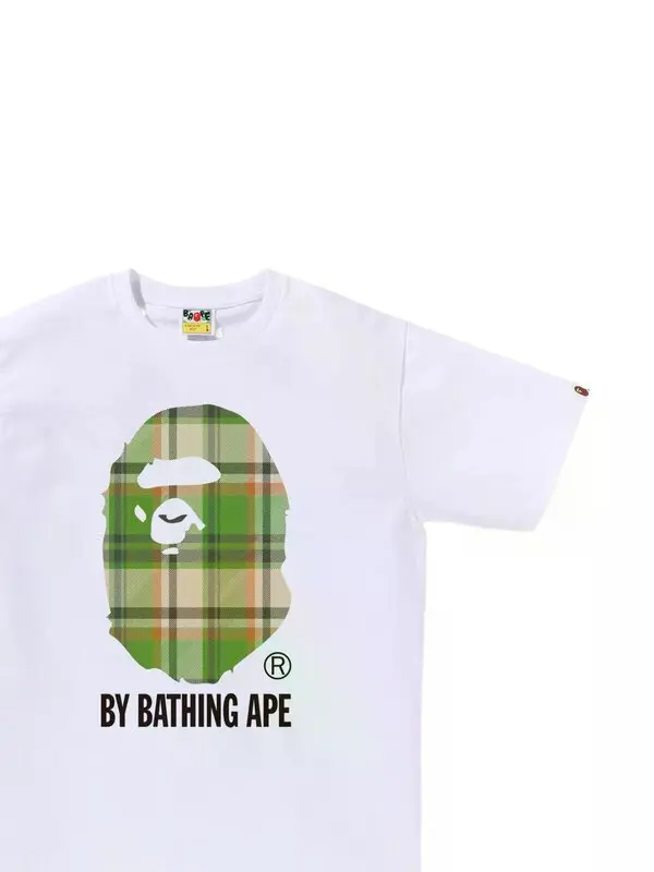 A BATHING APE Ape Head Check-print T-shirt - White
