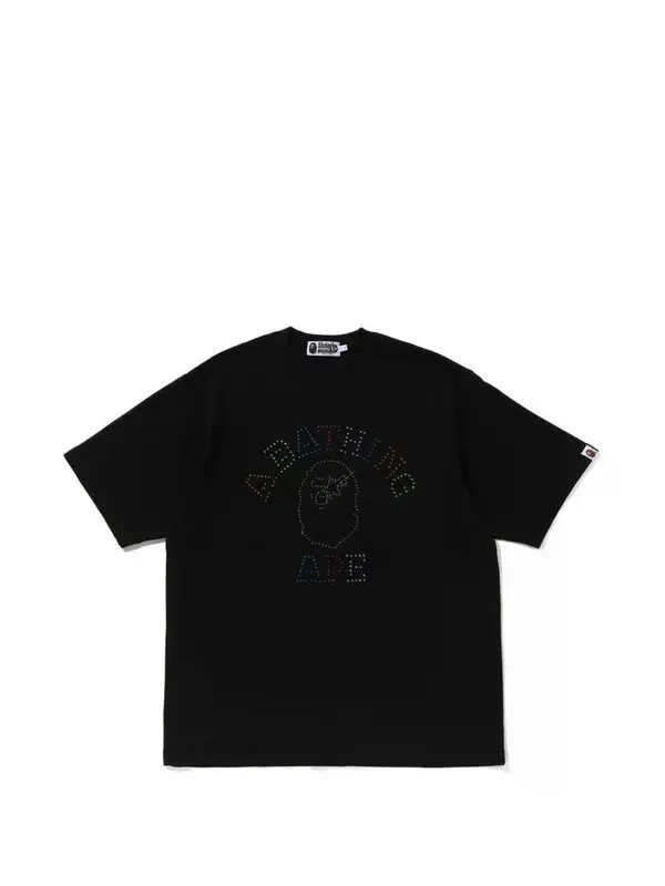 A BATHING APE Rhinestone-embellished Logo T-shirt - Black
