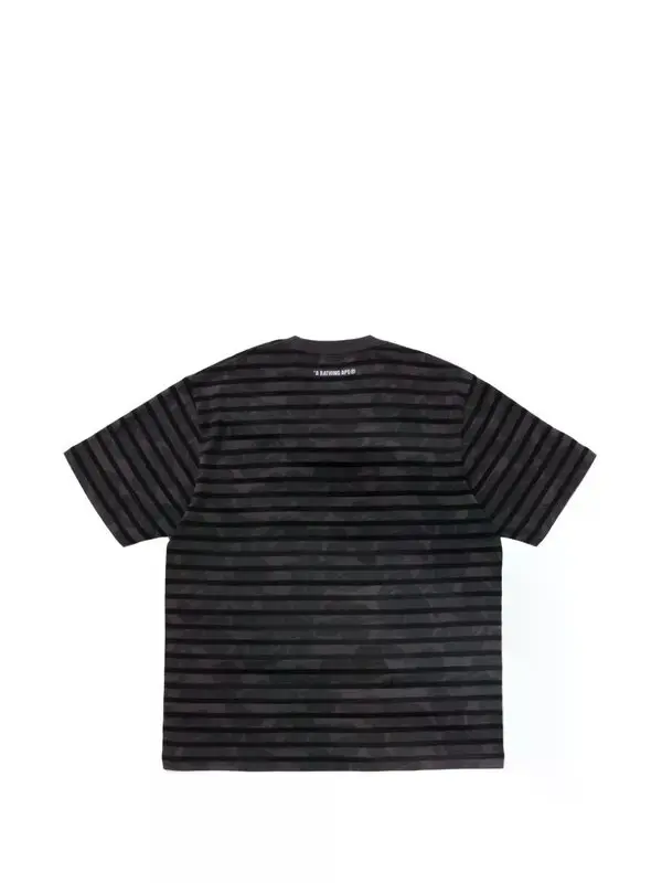 A BATHING APE Camo-print Striped T-shirt