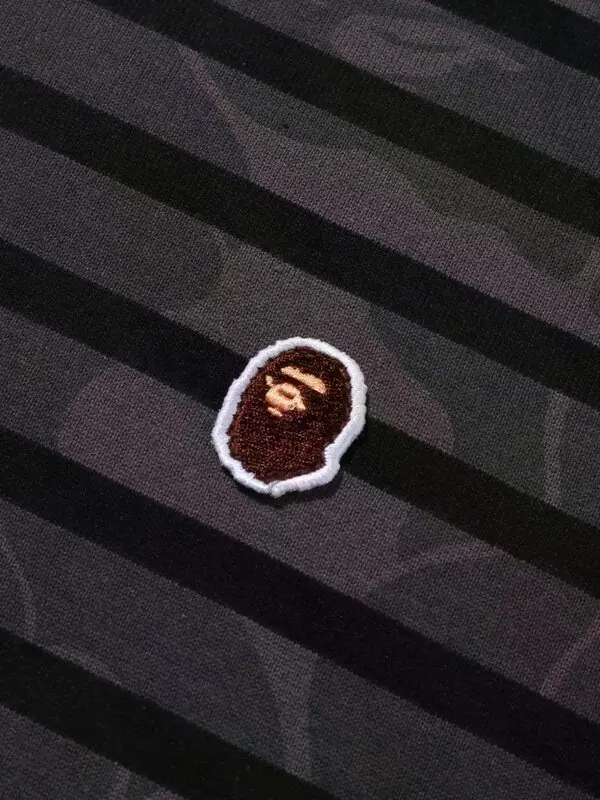 A BATHING APE Camo-print Striped T-shirt