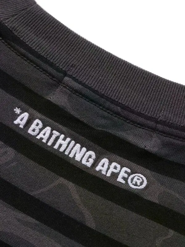 A BATHING APE Camo-print Striped T-shirt