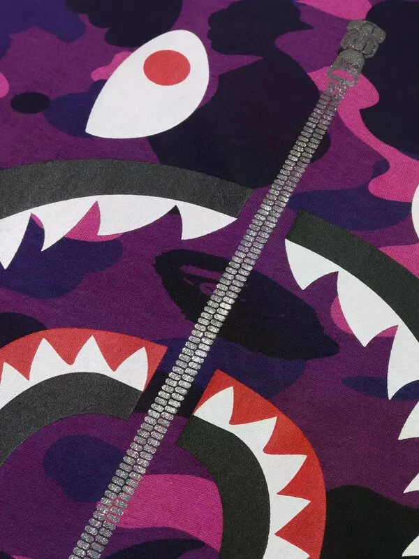 A BATHING APE Shark Camouflage-print T-shirt - Purple