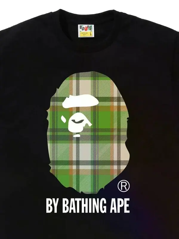 A BATHING APE Ape Head Check-print T-shirt - Black