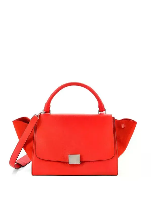 Celine Trapeze Bag Leather Small Satchel - Red