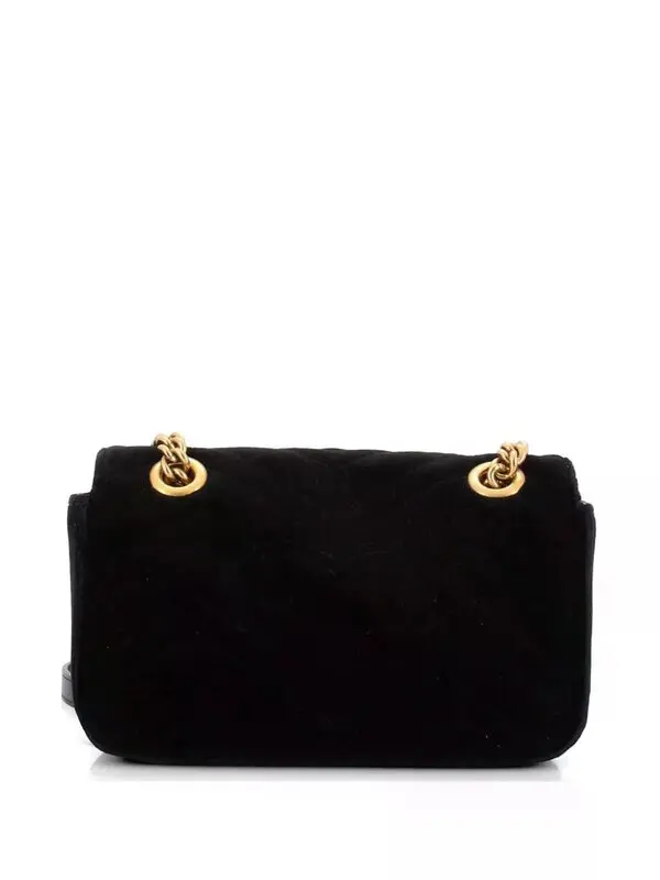Gucci Gg Marmont Matelassé Velvet Mini Shoulder Bag - Black