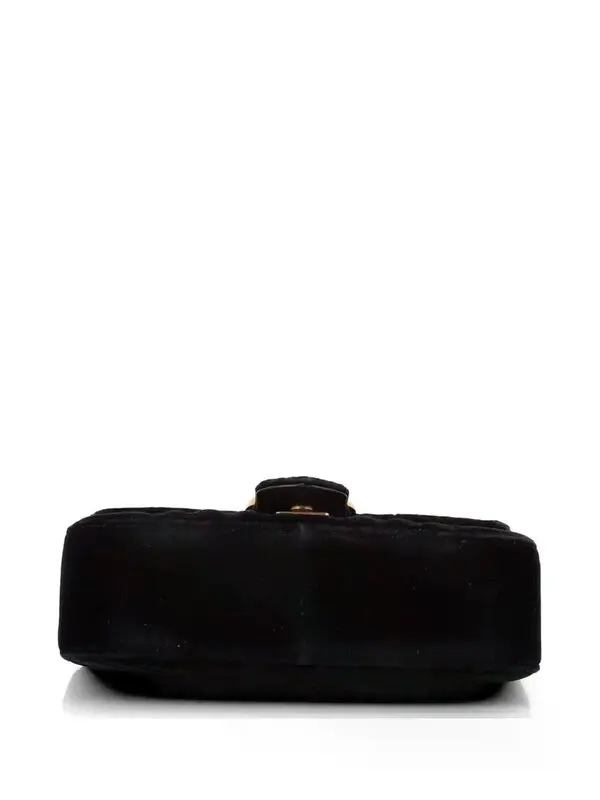 Gucci Gg Marmont Matelassé Velvet Mini Shoulder Bag - Black