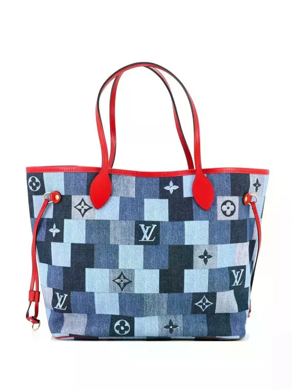 LOUIS VUITTON Neverfull Mm Damier And Monogram Patchwork Denim Tote Bag - Blue