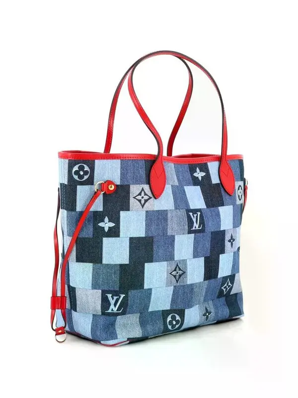 LOUIS VUITTON Neverfull Mm Damier And Monogram Patchwork Denim Tote Bag - Blue