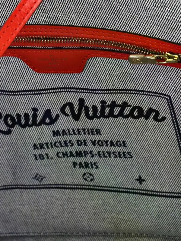 LOUIS VUITTON Neverfull Mm Damier And Monogram Patchwork Denim Tote Bag - Blue