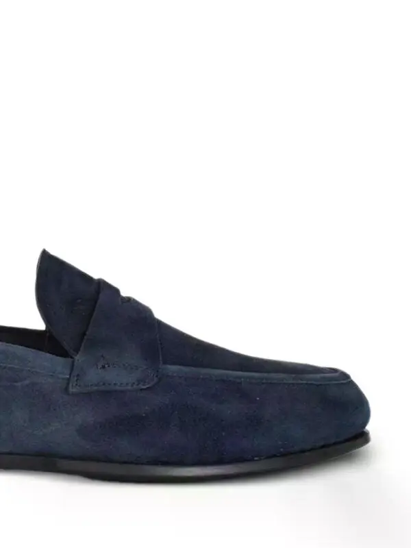 FABI Navy Suede Penny Slot Loafers
