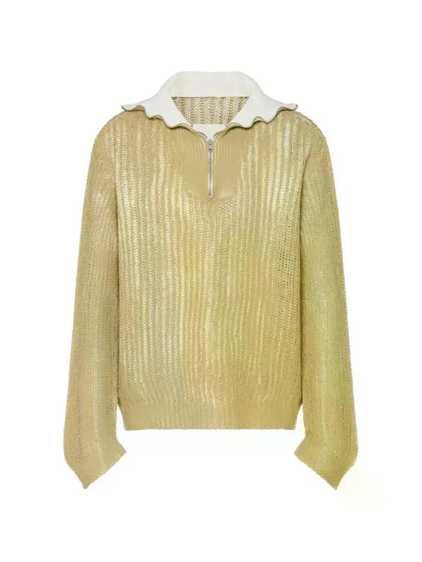 MAISON MARGIELA Open-knit Zip-neck Sweater