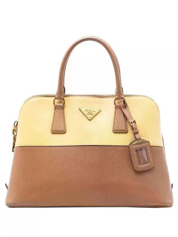 Prada Saffiano Leather Satchel - Brown