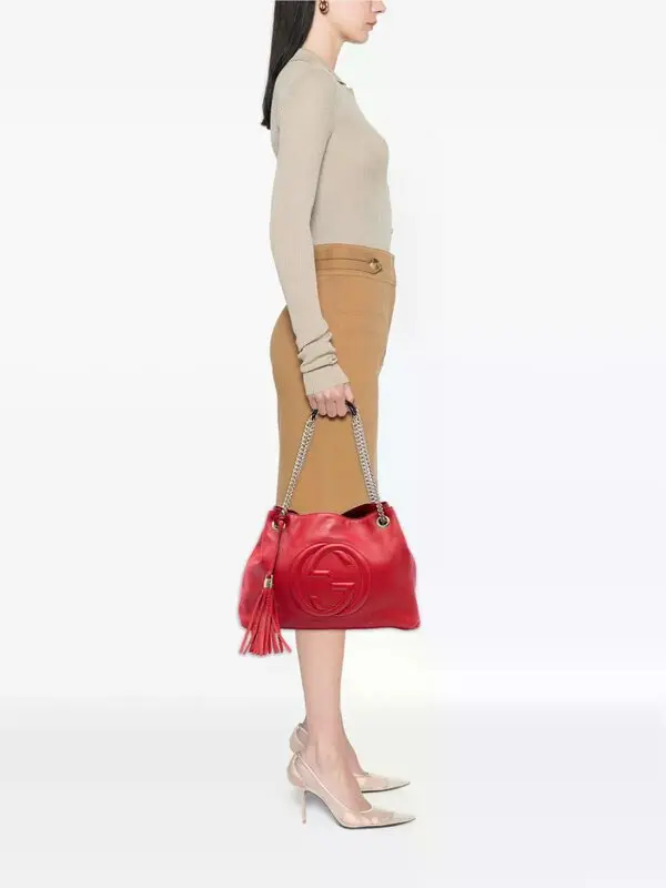Gucci Soho Chain Tote Bag In Calfskin - Red