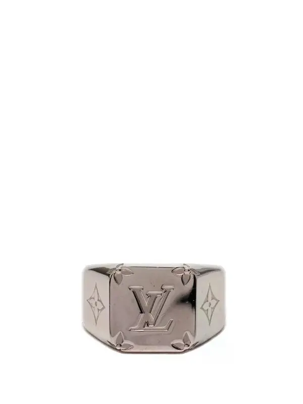 LOUIS VUITTON Brass Monogram Signet Ring - Silver