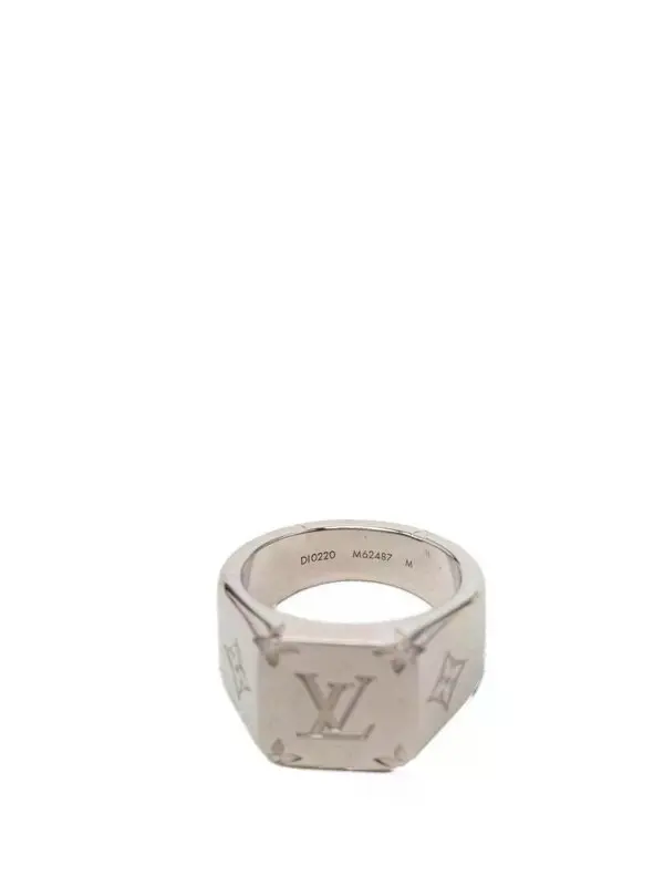 LOUIS VUITTON Brass Monogram Signet Ring