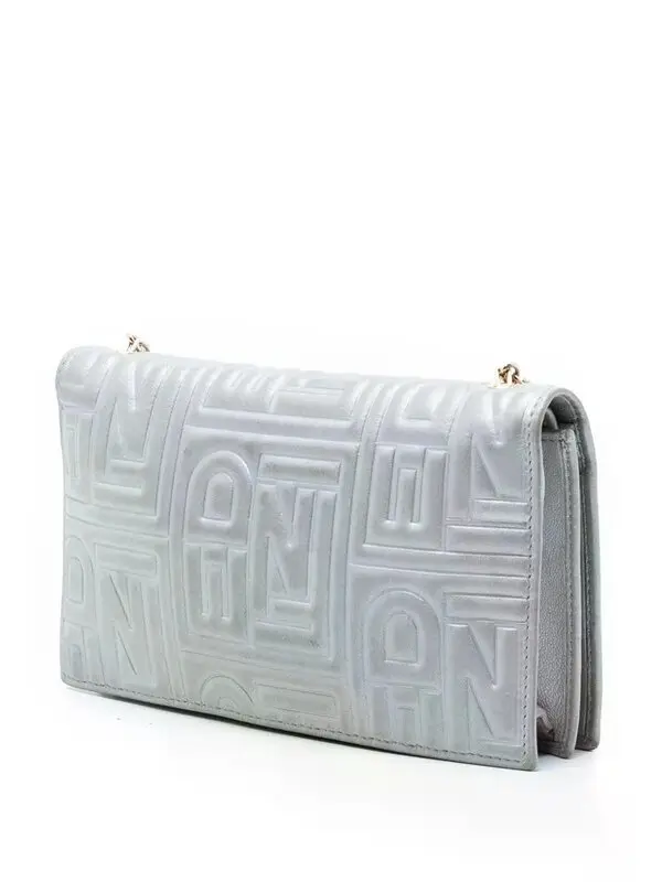 Fendi Metallic Embossed Nappa Logo Chain Clutch Crossbody Bag