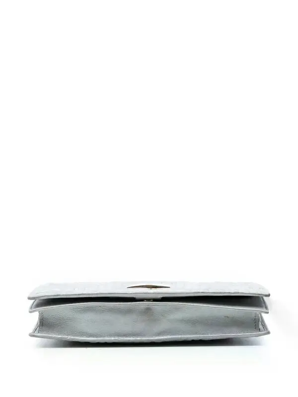 Fendi Metallic Embossed Nappa Logo Chain Clutch Crossbody Bag