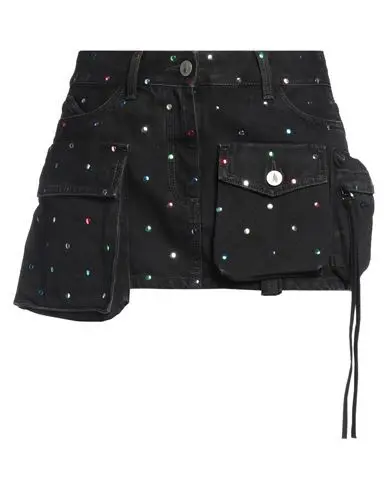Attico Embellished Denim Pencil Skirt - Black