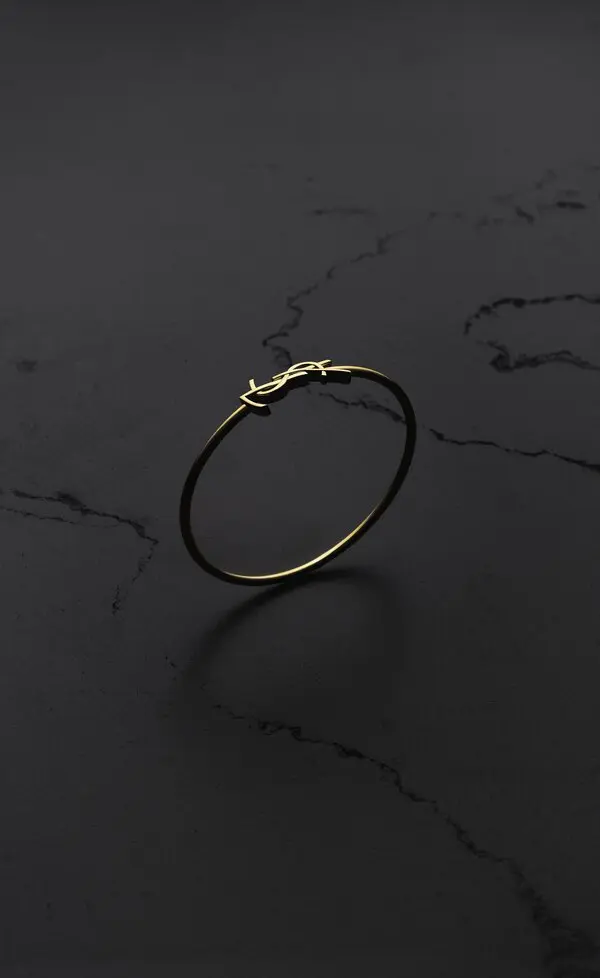Saint Laurent Cassandre Hinged Bangle In 18k - Yellow Gold