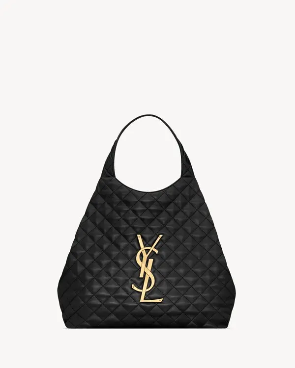 Saint Laurent Icare Maxi Shopping Bag In Quilted Lambskin - Black