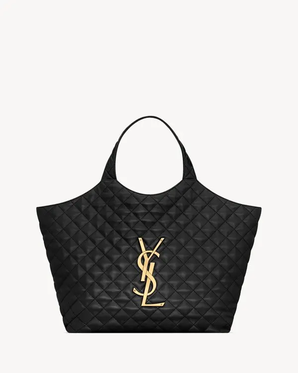 Saint Laurent Icare Maxi Shopping Bag In Quilted Lambskin - Black