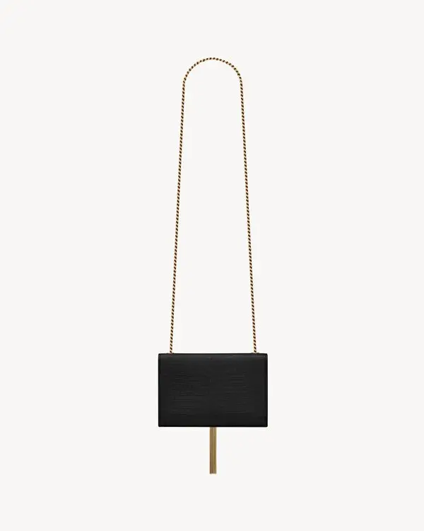 Saint Laurent Kate Small Tassel Bag In Crocodile-embossed Leather