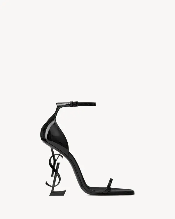 Saint Laurent Opyum Patent Leather Sandals - Black