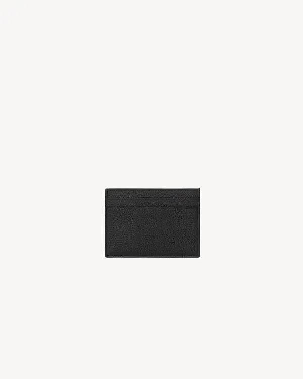 Saint Laurent Cassandre Shadow Card Case In Grained Leather - Black
