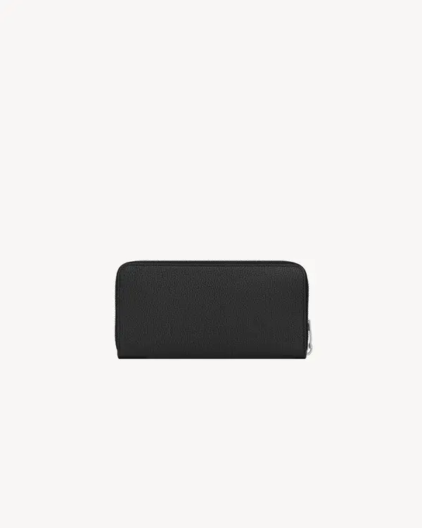 Saint Laurent Cassandre Shadow Zip-around Wallet In Grained Leather