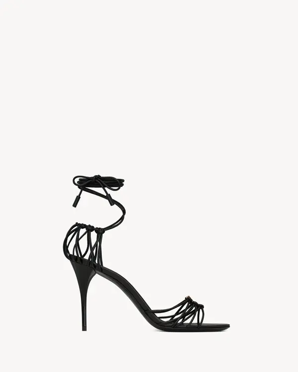 Saint Laurent Babylone Stiletto Sandals In Smooth Leather - Black