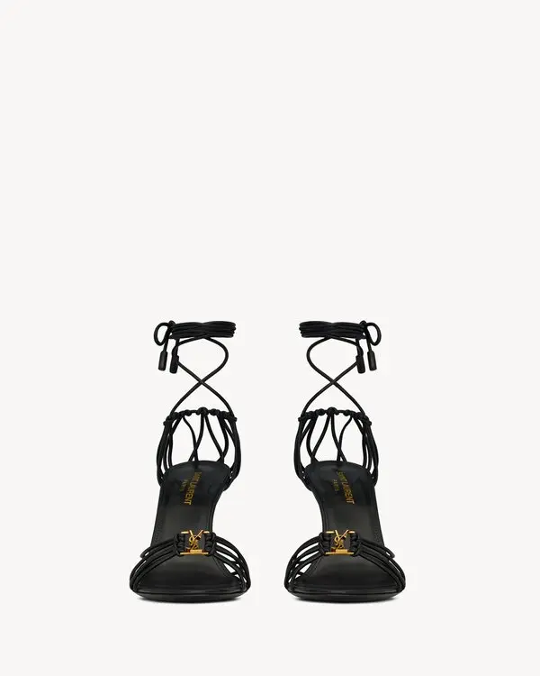 Saint Laurent Babylone Stiletto Sandals In Smooth Leather - Black