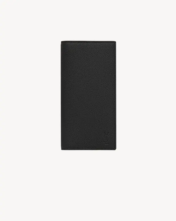 Saint Laurent Cassandre Shadow Continental Wallet In Grained Leather - Black