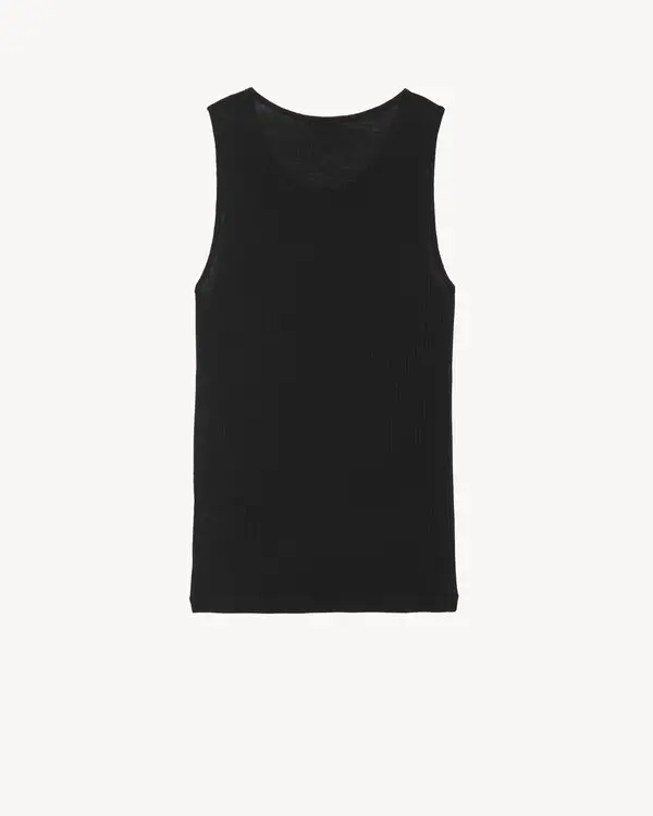 Saint Laurent Cassandre Ribbed Tank Top - Black