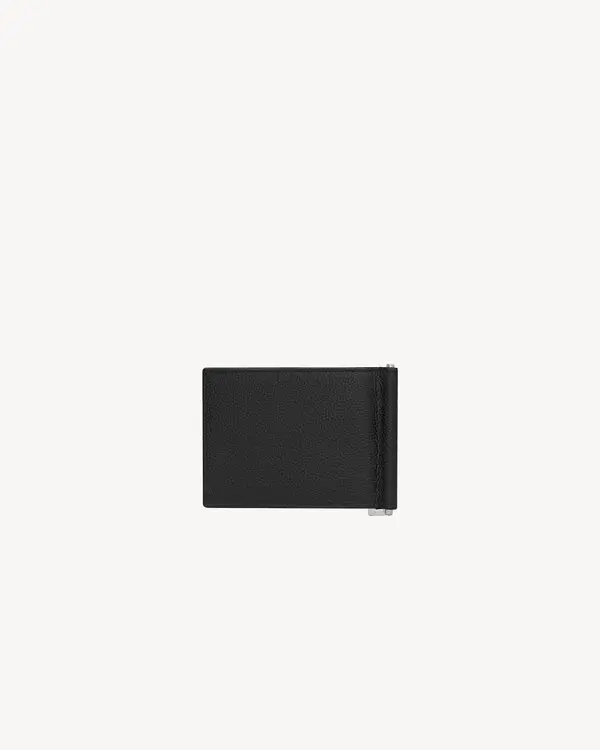 Saint Laurent Cassandre Shadow Bill Clip Wallet In Grained Leather