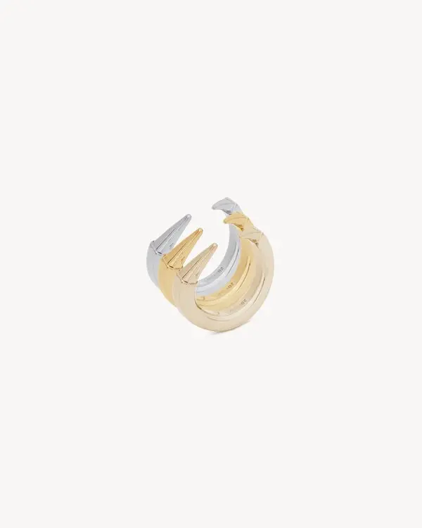 Saint Laurent Spiky Rings In 18k Gold - Grey Gold, Yellow Gold And Pale Gold