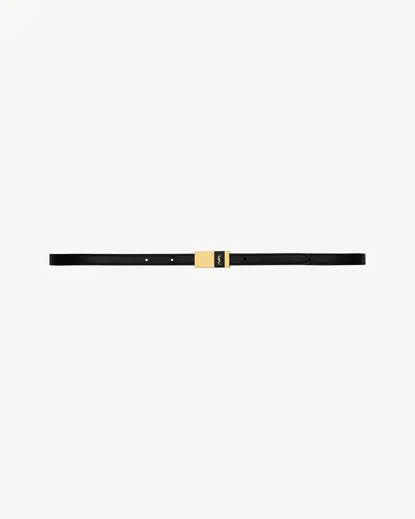 Saint Laurent Thin Anchor Belt In Leather - Black