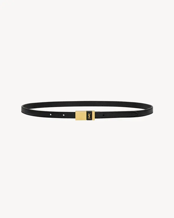 Saint Laurent Thin Anchor Belt In Leather - Black