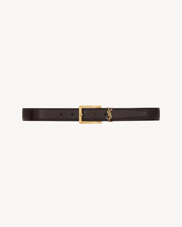 Saint Laurent Cassandre Belt In Shiny Leather - Spiced Apple