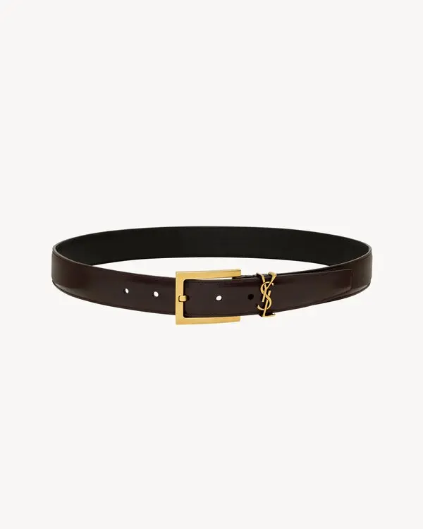 Saint Laurent Cassandre Belt In Shiny Leather - Spiced Apple