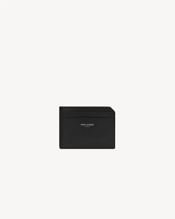 Saint Laurent Paris Open Card Case In Smooth Leather - Black