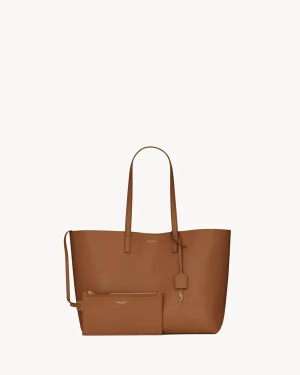 Saint Laurent East/west Shopping Tote In Leather - Brick