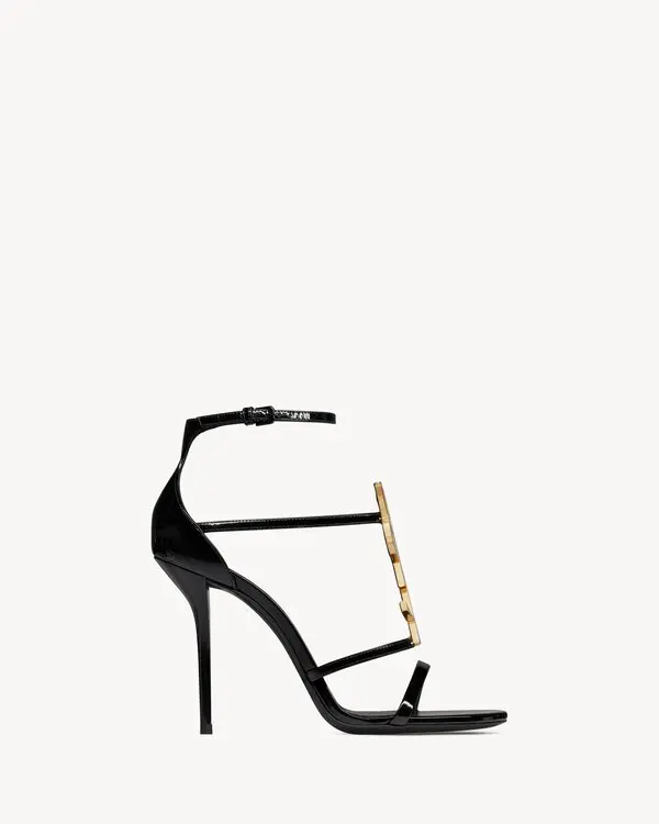 Saint Laurent Cassandra Sandals In Patent Leather - Black
