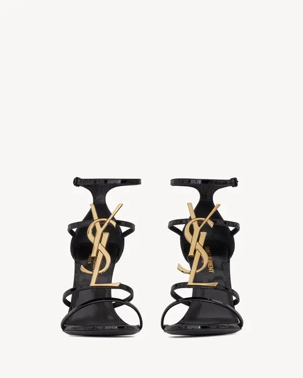 Saint Laurent Cassandra Sandals In Patent Leather - Black