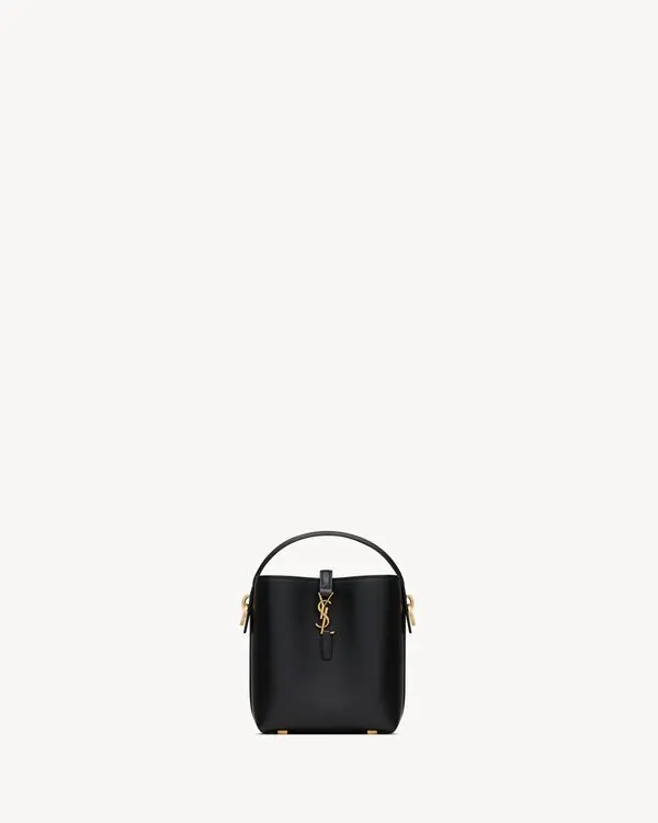 Saint Laurent Le 37 Mini Bucket Bag In Shiny Leather - Black