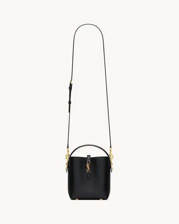 Saint Laurent Le 37 Mini Bucket Bag In Shiny Leather - Black