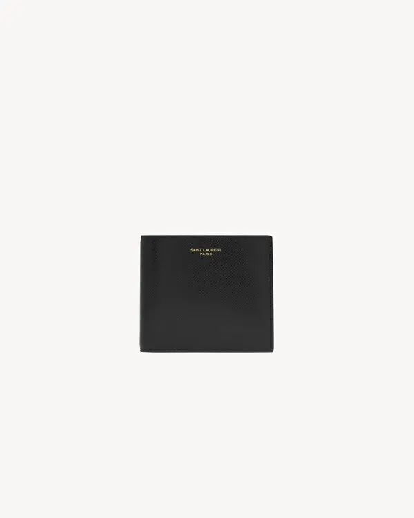 Saint Laurent Paris East/west Wallet With Coin Purse In Coated Bark Leather - Black